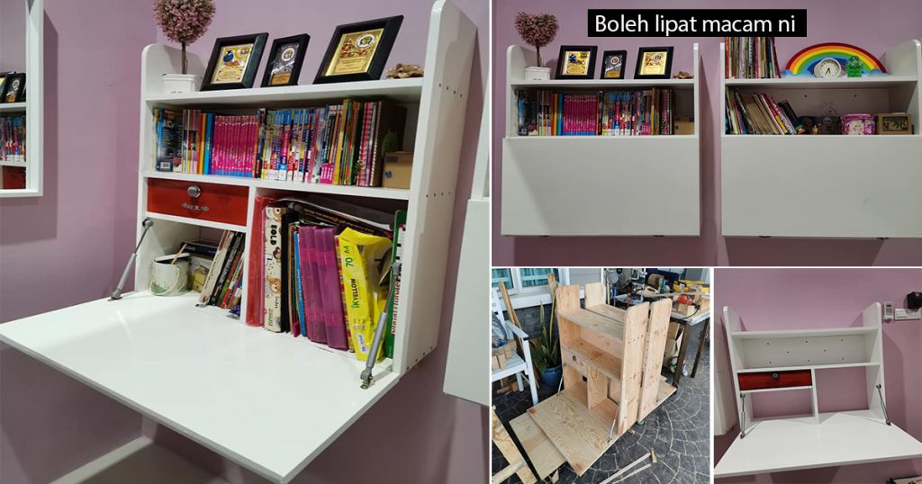 DIY Meja Study Anak Lekat Pada Dinding. Lepas Pakai Boleh Lipat, Jimat ...