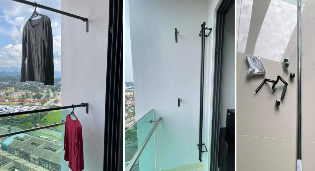 DIY Rod Langsir Jadi Penyidai Kain Di Balkoni, Lepas Pakai Boleh Simpan ...