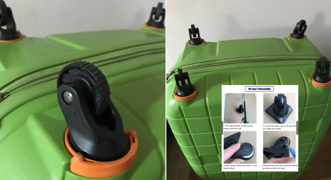 DIY Ganti Roda Bagasi Yang Rosak. Jimat RM60 Kalau Hantar Baiki Di Kedai