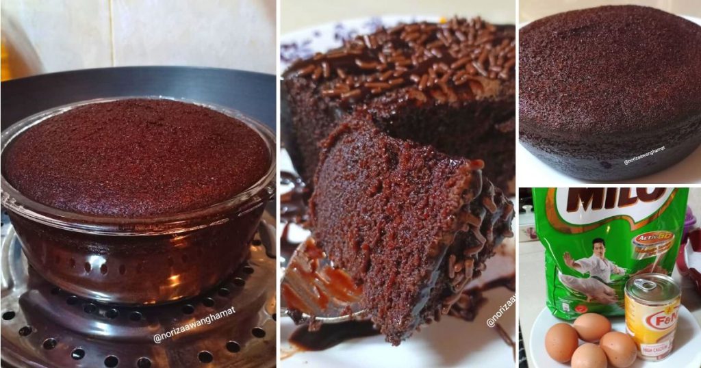 Kek Milo 3 Bahan, Kek Paling Senang Nak buat. Tak Guna Tepung Pun Tapi ...